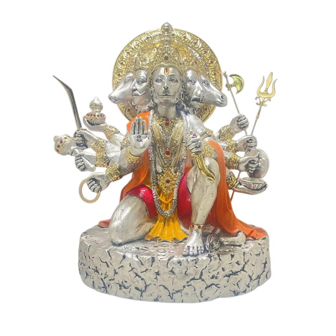 Divine Panchmukhi Hanuman Ji Silver Colored