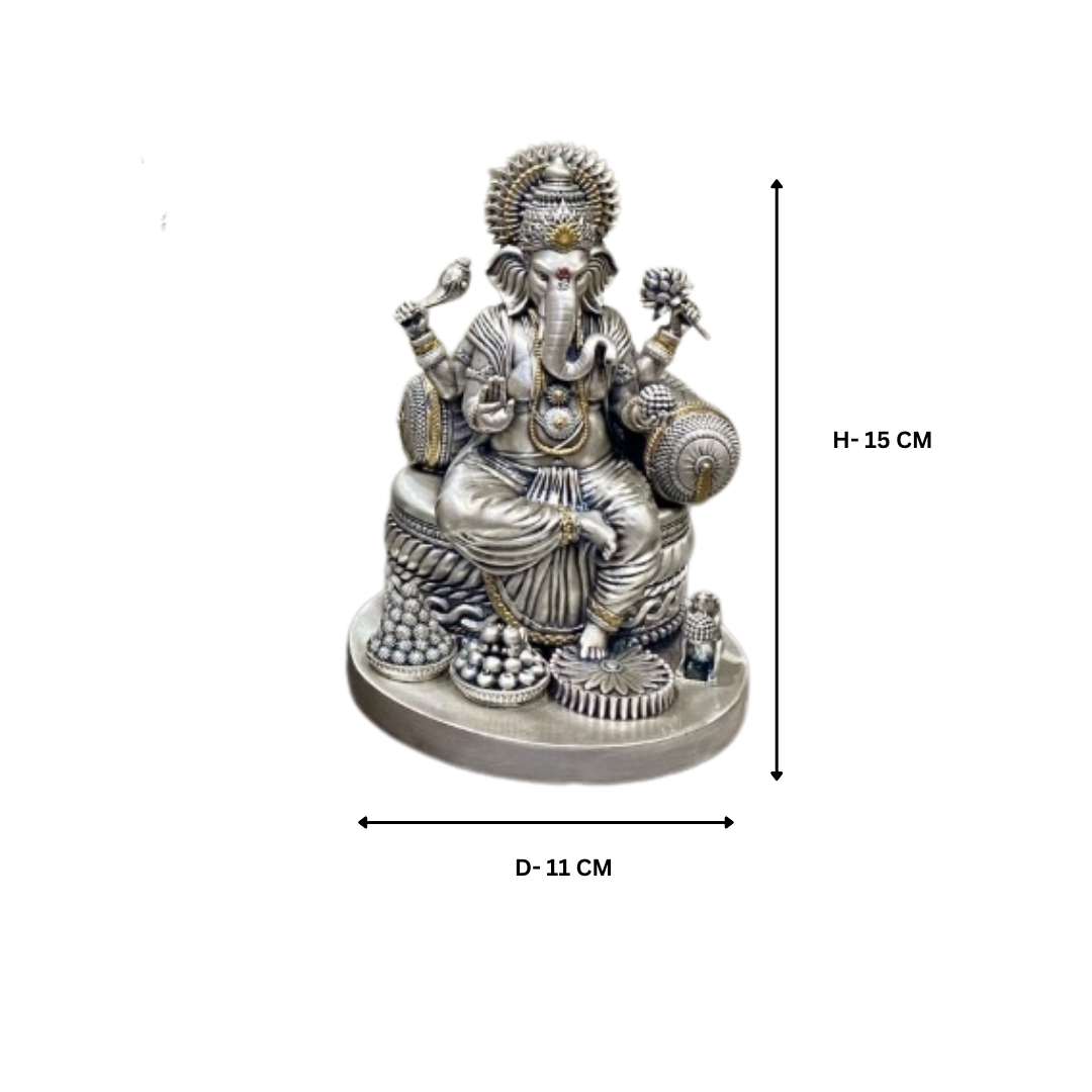 Majestic Ganesha 6 inch Sil.Col.