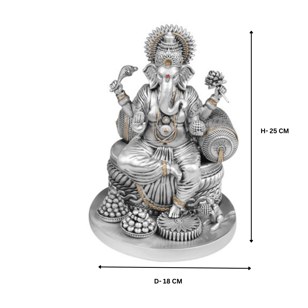 Majestic Ganesha 10 inch Sil.Col.